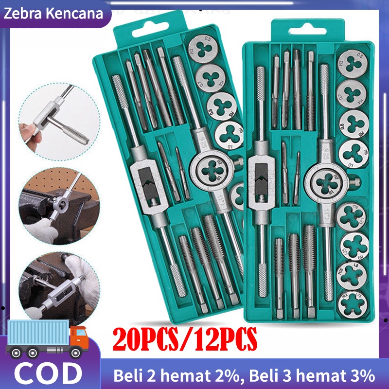 Jual 20/12pcs Adjustable Hand Tap and Dies Set Alat Snai dan Tap Ulir ...