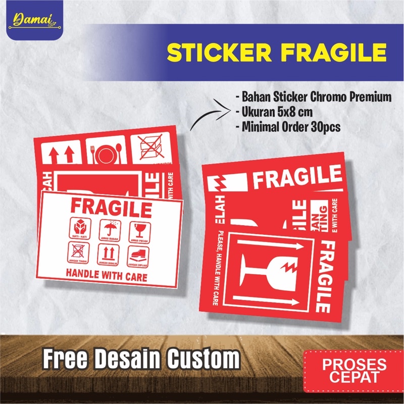 Jual Sticker Fragile / Sticker Jangan Di Banting FREE DESIGN CUSTOM ...