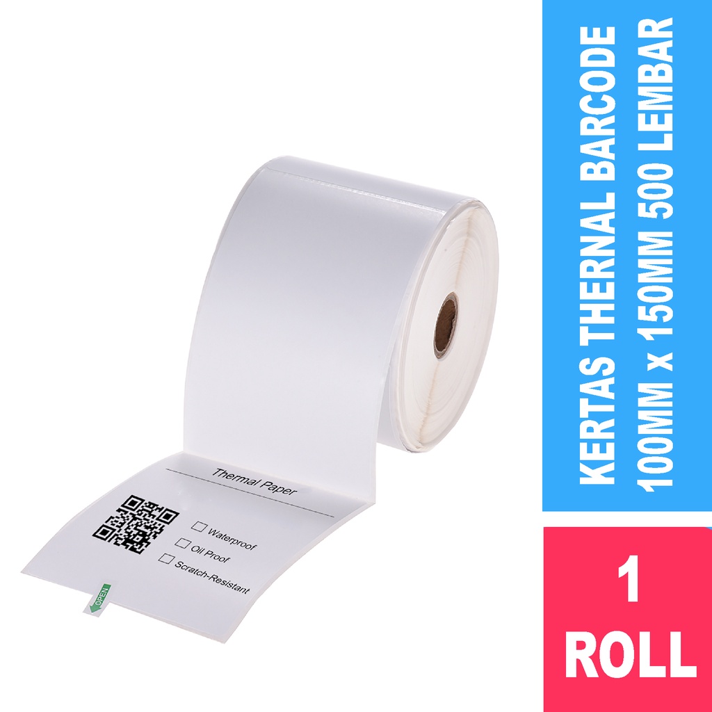 Jual Kertas Thermal 100x150 mm isi 500 Pcs/ Label thermal barcode Roll A6 - Kertas Thermal Label ...