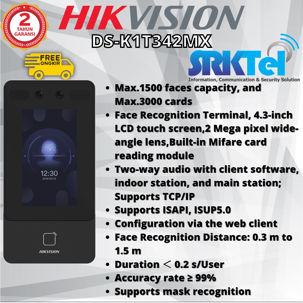 Jual Hikvision DS-K1T342MX Face Recognition Access Control Terminal ...