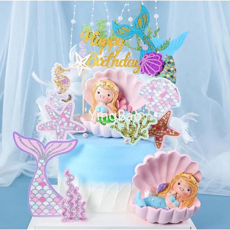 Jual Cake Topper Hiasan Kue SET Mermaid Ekor Putri Duyung Princess Ariel Laut | Shopee Indonesia