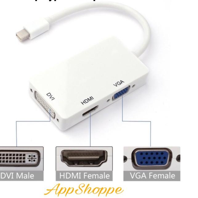 Jual Thunderbolt 3-in-1 Mini Display Port to DVI VGA HDMI TV | Shopee Indonesia