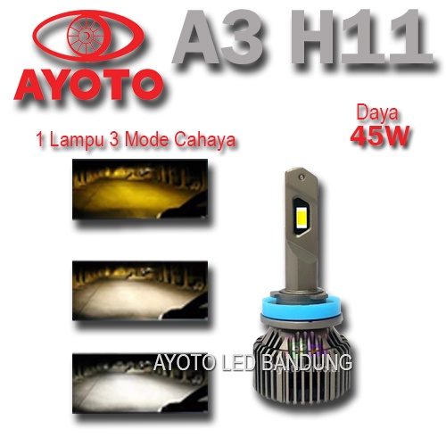 Jual Lampu LED Kabut Foglamp Mobil H11 3 Warna Sepasang 2 Pcs | Shopee Indonesia