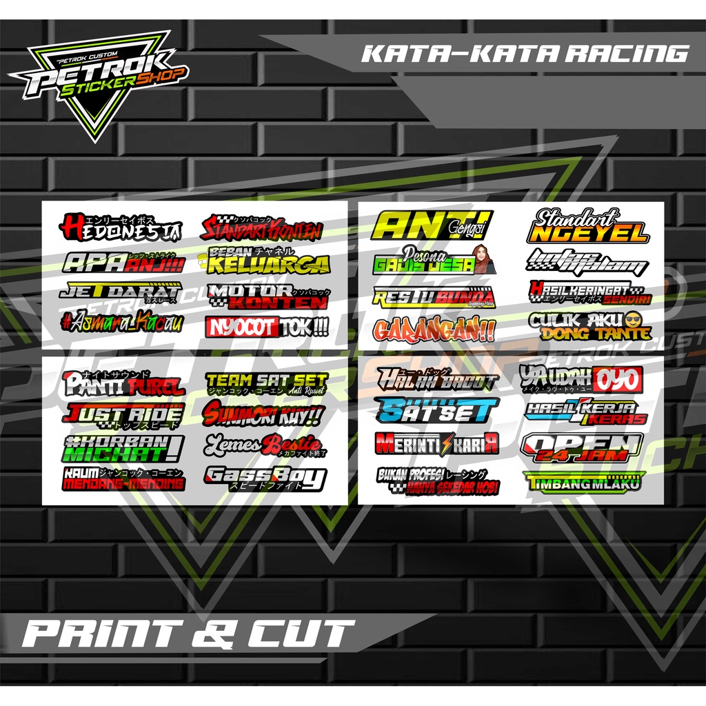 Jual Sticker Pack Kata Kata Racing / Stiker Viral / Stiker Helm / Stiker Motor / Stiker Print ...