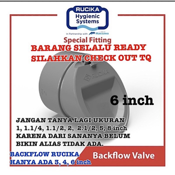 Jual Pipa Pvc Tutup Pembuangan Pipa Backflow Valve 6 Inch Rucika Anti ...