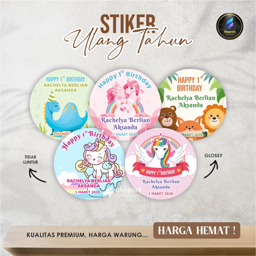 Jual Sticker Ulang Tahun Anak Custom Stiker Perlengkapan Pesta Ulang ...