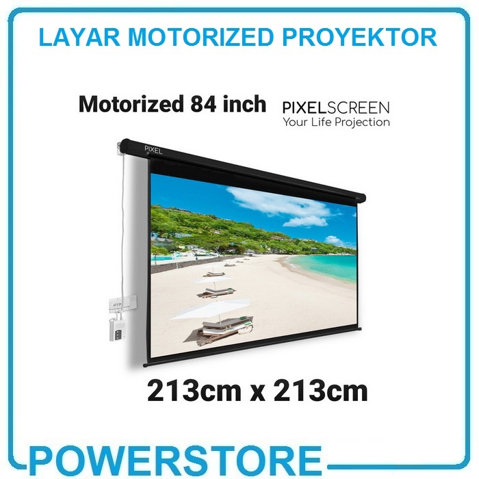 Jual Pixel Layar Proyektor Motorized 84 Inch Remote Otomatis | Shopee ...