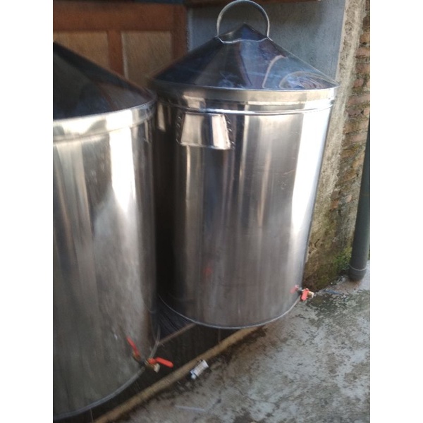 Jual tandon air steinlees#500liter+ stop kran kuningan 3/4in | Shopee ...