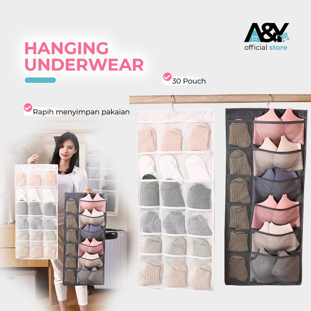 Jual Kantong Penyimpanan Celana Dalam BH Kaos Kaki CD BRA Gantung Di Dalam Lemari 30 Sekat Bahan ...