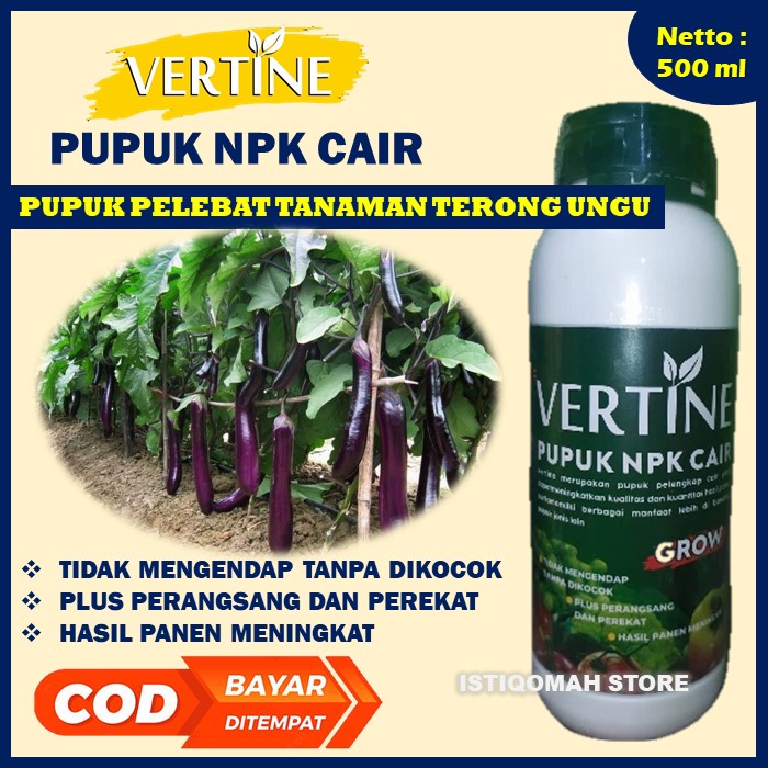 Jual PROMO COD VERTINE GROW 500ML (VERTI GROW) Pupuk NPK Cair Pelebat Buah Terong - Pupuk untuk ...