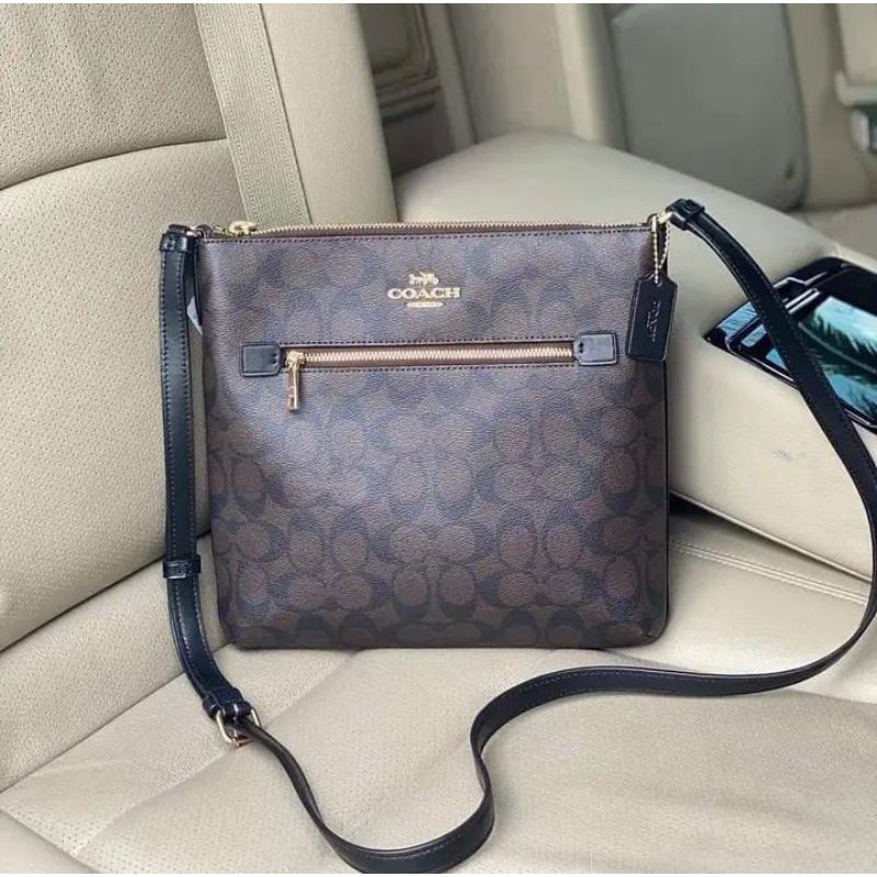 Jual Coach C1554 Signature Rowan File Crossbody Bag Brown Black 25 × 5 ...