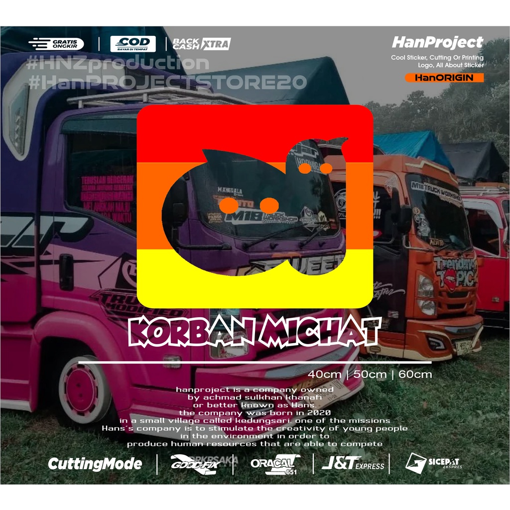Jual STICKER KACA MOBIL TRUK DAN PICK UP KATA KATA "KORBAN MICHAT ...