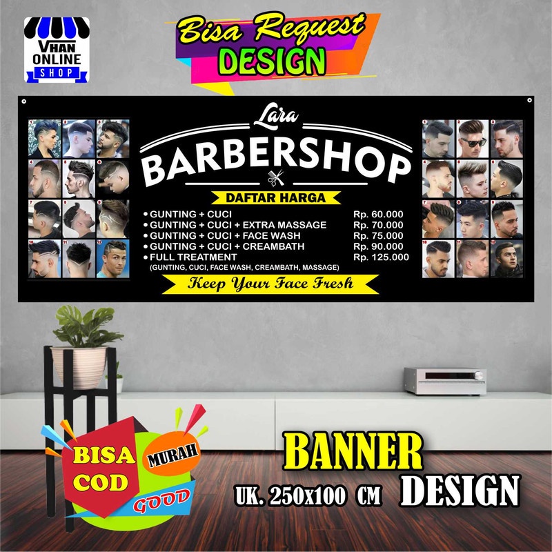 Jual Spanduk Banner Jasa Pangkas Rambut, Barber Shop, Simple Murah ...