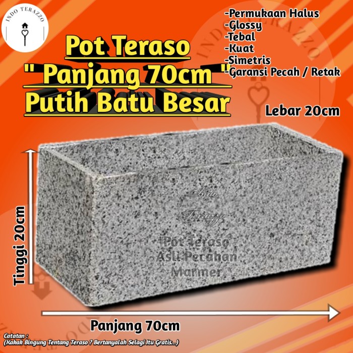 Jual INDO TERAZZO POT PANJANG TERAZZO MARMER P70X20X20 BATU BESAR - POT ...