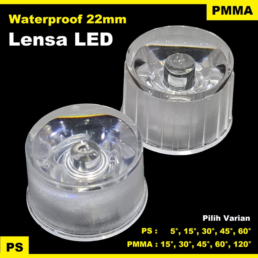 Jual Lensa Waterproof +Housing 22mm HPL LED Lens Fokus Sudut 45 60 120 ...