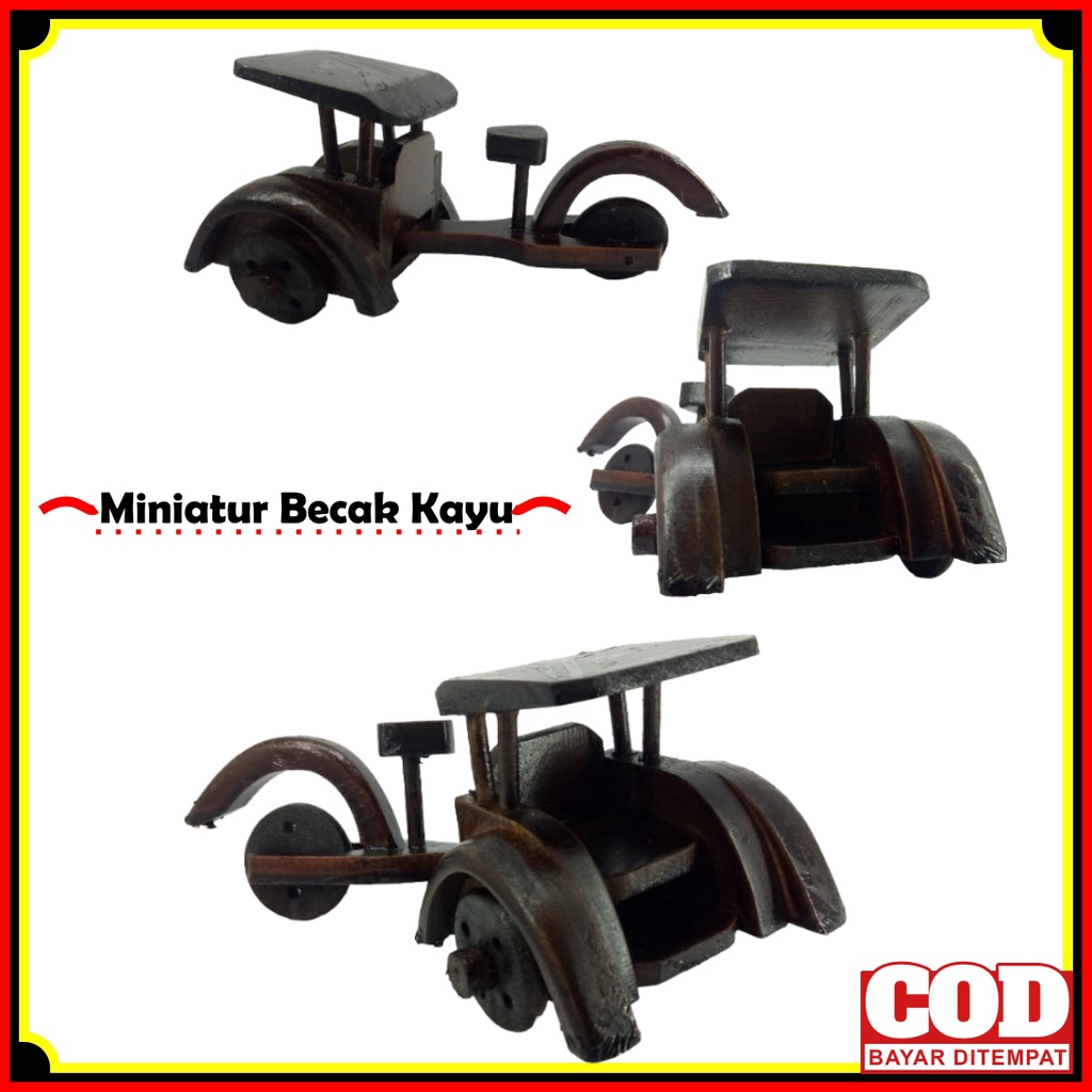Jual Miniatur Becak Kayu Diecast Ukuran Mini 15x7x7 cm GROSIR MINIATUR ...