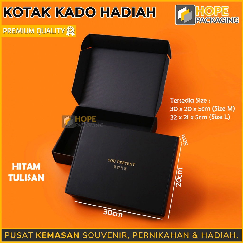 Jual Kotak Kado Hadiah Hitam Polos / Tulisan Premium / motif bunga ...