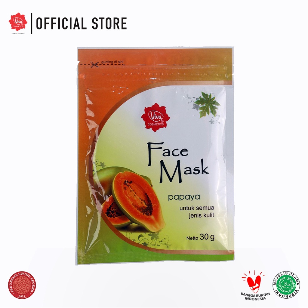 Jual Viva Face Mask Papaya with Vit A, C, Enzim Papain & Salt Mineral ...