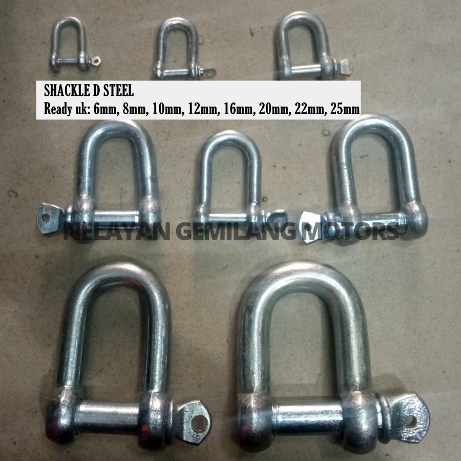 Jual Shackle D / Segel D Bahan Besi Seng ukuran 1/4" inch (6mm ...