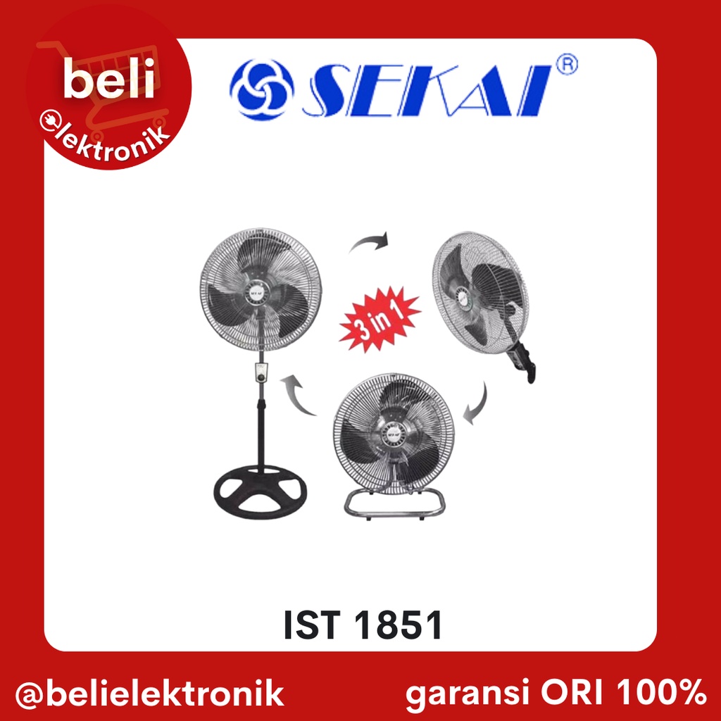 Jual SEKAI Kipas Angin Berdiri/Stand Fan Tornado Besi 3 in 1 18 Inch IST 1851 | Shopee Indonesia