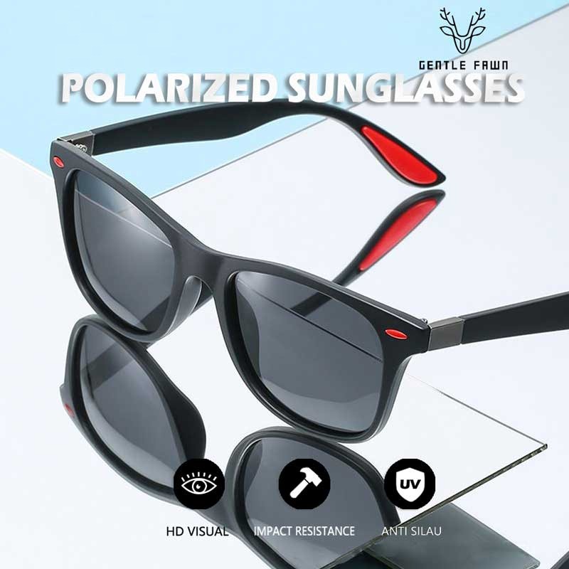 Jual GENTLE FAWN Sunglasses Kacamata Hitam Polarized Anti Silau Anti UV 400 Design Kotak Manly ...