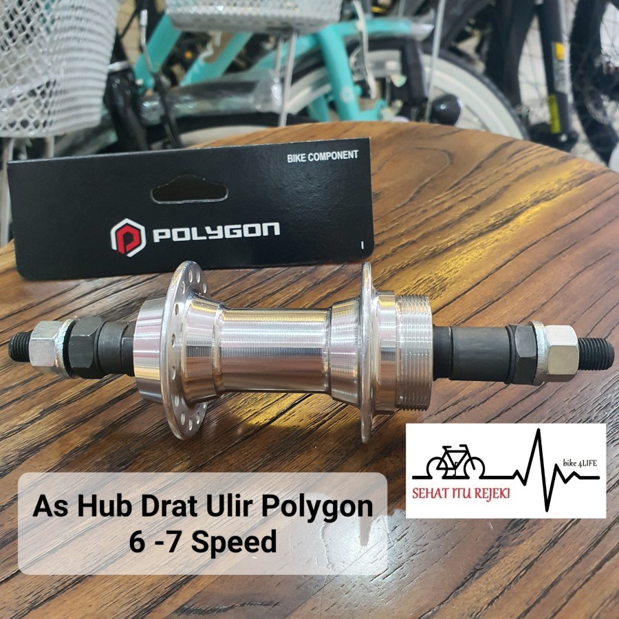Jual HUB AS BELAKANG SEPEDA POLYGON DRAT ULIR 6 - 7 SPEED ALLOY SILVER ...