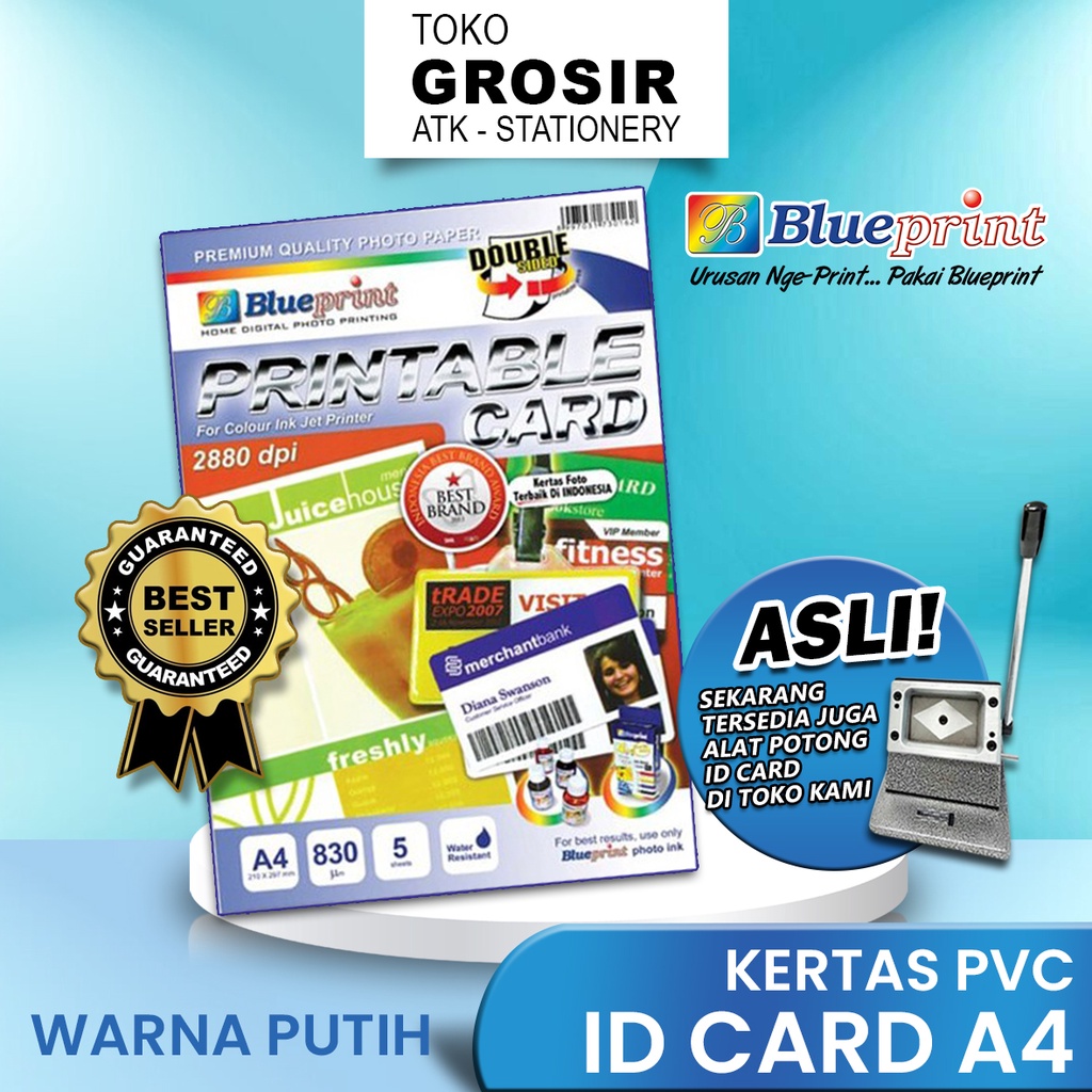 Jual ID Card Bahan Cetak idcard sendiri Printable Card BLUEPRINT A4 ...