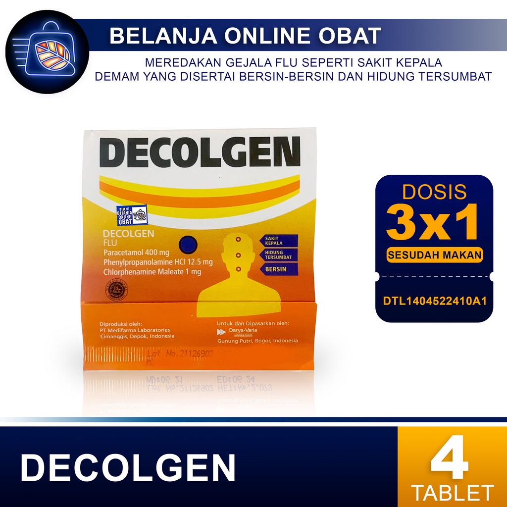 Jual DECOLGEN 4 Tablet // Mengatasi flu, demam, dan sakit kepala ...