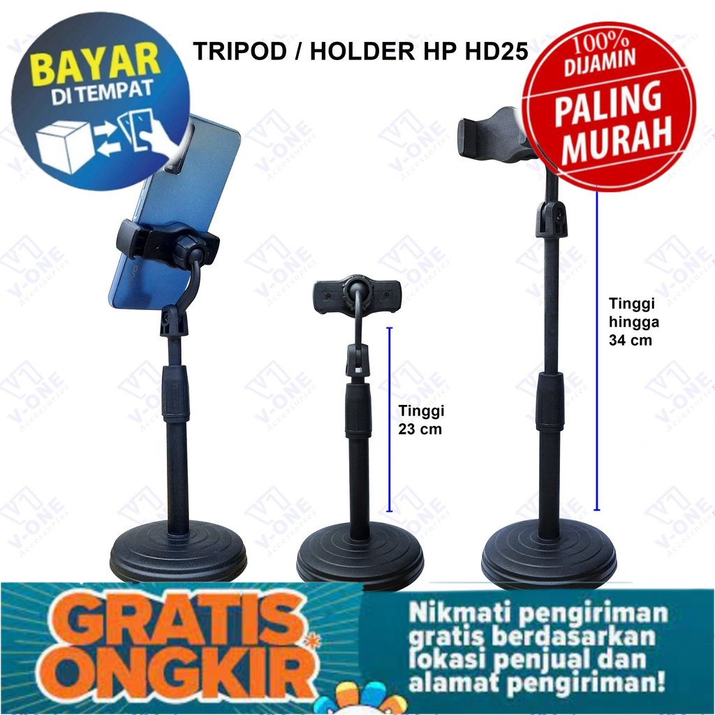 Jual GRATIS ONGKIR TRIPOD HP HD25 / PHONE HOLDER HP STAND / MICROPHONE ...
