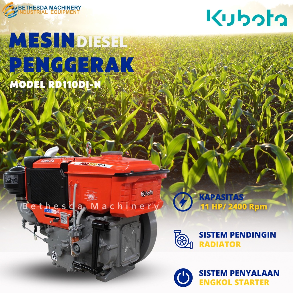 Jual Mesin Diesel Kubota RD 110 DI-N Engine Penggerak 11 Hp / 11Pk ...