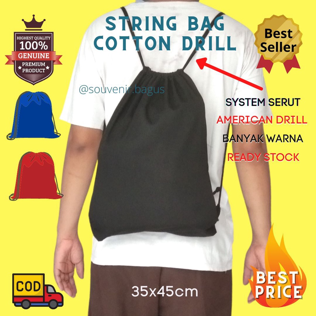 Jual Stringbag Tas Gym Sack Sepatu Serut Backpack Tas Punggung ...
