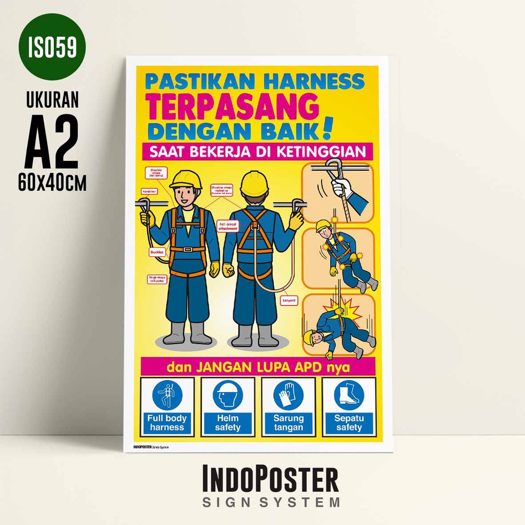 Jual Poster K3 Keselamatan Kerja Safety Pastikan Full Body Harness ...