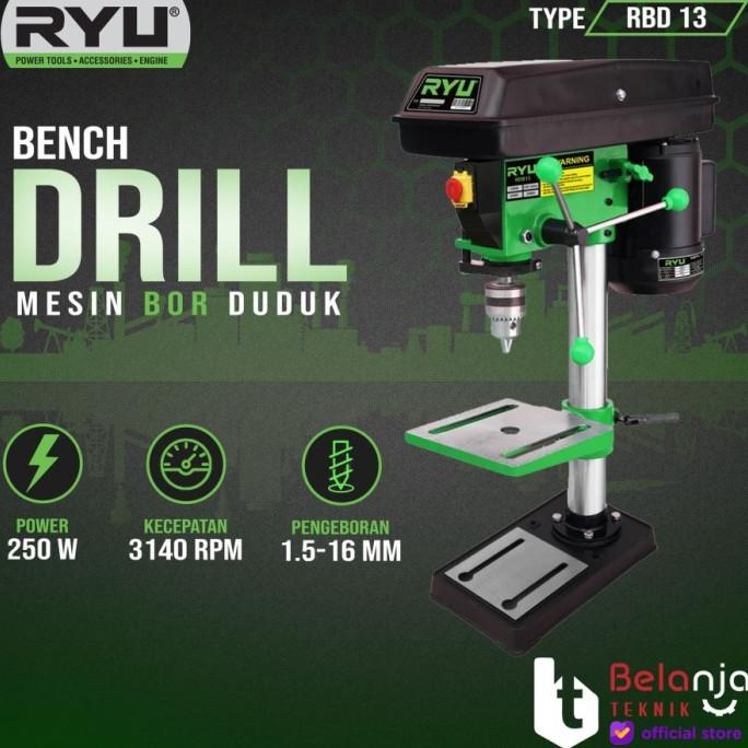 Jual Ryu Mesin Bor Duduk 13 Mm Bench Drill Rbd 13 Rbd13 350 Watt ...