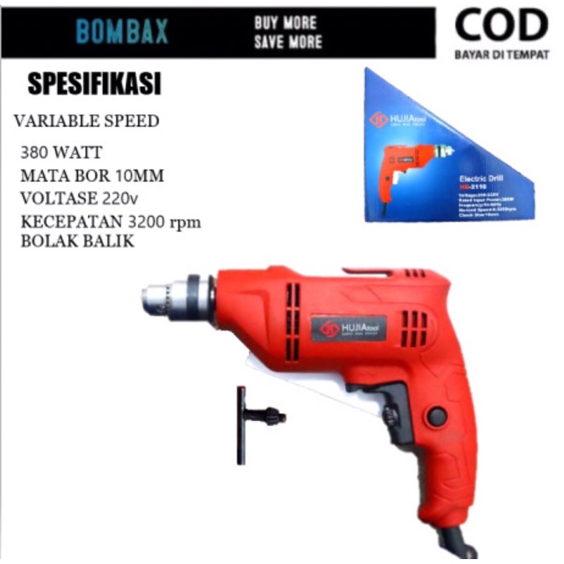 Jual Mesin Bor Hujia 10mm, Bor Listrik 2110, Bor Kayu Tembok PVC ...