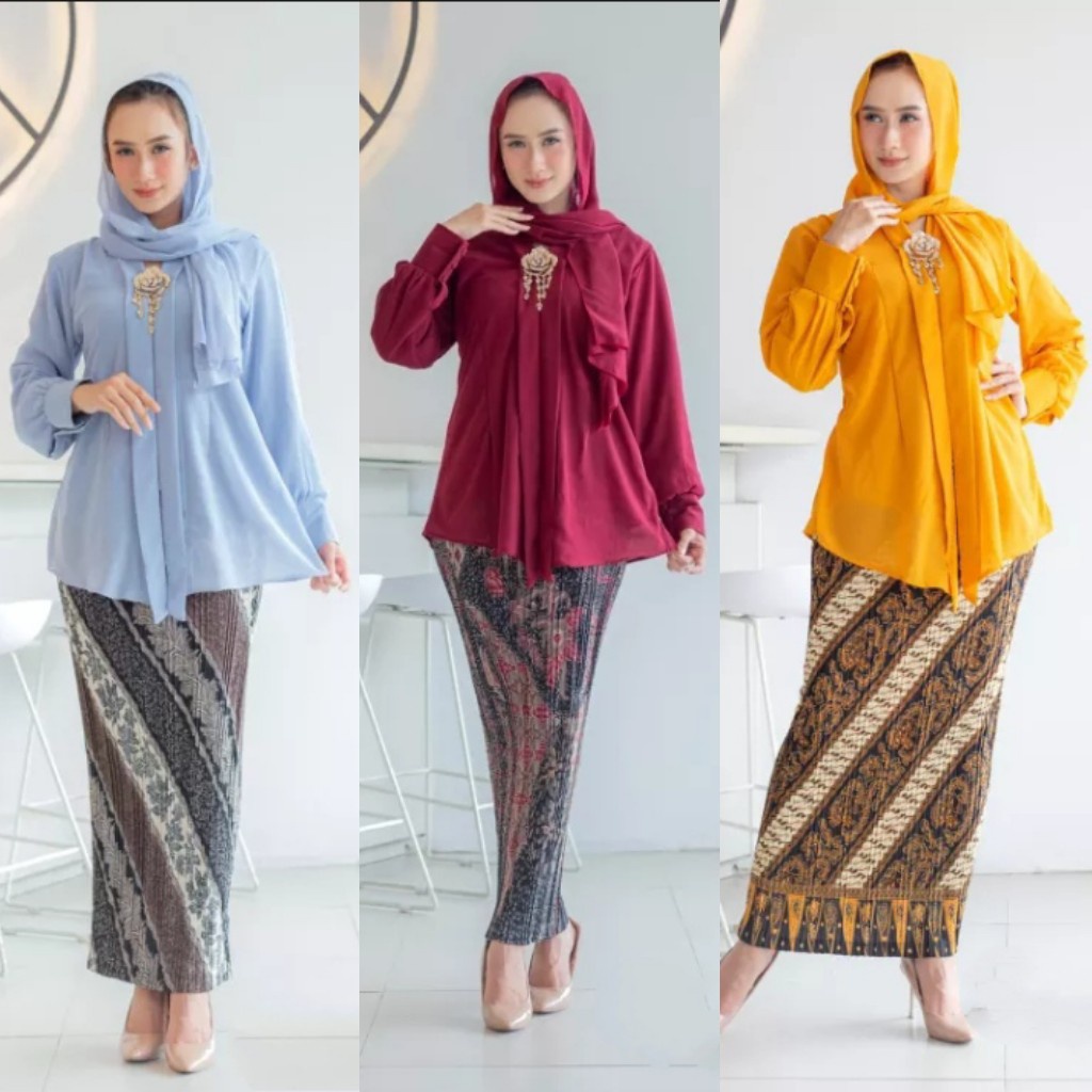 Jual KEBAYA BETAWI MODERN/BAJU KEBAYA BETAWI SATU SET ROK PLISKET/BAJU ...