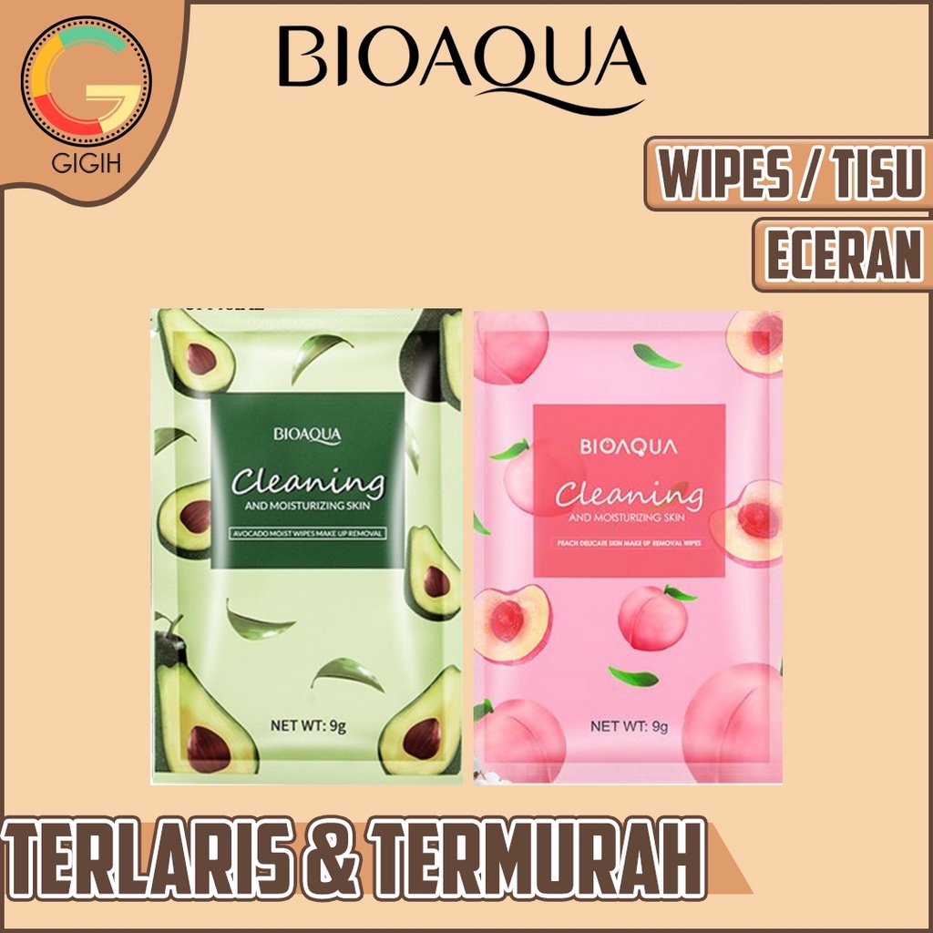 Jual BIOAQUA WIPES / TISU MAKEUP REMOVAL WIPES ( AVOCADO & PEACH ) 9GR ...