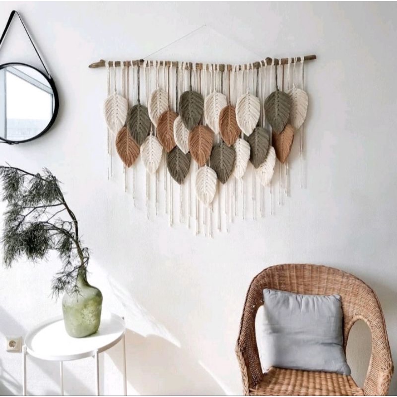 Jual (Ready Stok )Hiasan dinding Macrame jumbo isi 21 daun estetik ...