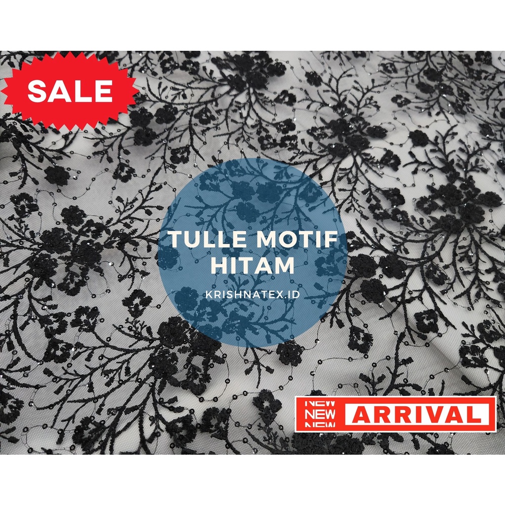 Jual Kain Bahan Brukat Tulle Tille Tile Tule motif warna hitam serba ...