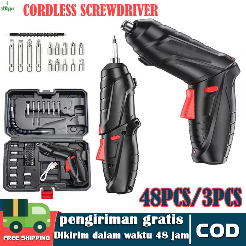 Jual Cordless Screwdriver / Mesin Bor Cordless Mini 48pcs Set / Bor ...
