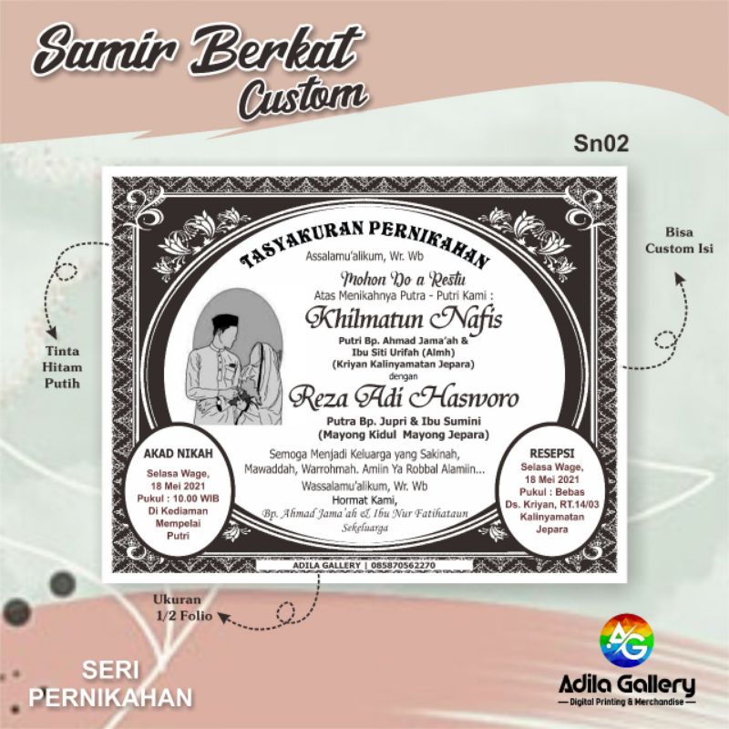 Jual SAMIR PERNIKAHAN / SAMIR BERKAT / UNDANGAN SAMIR / SAMIR NASI ...