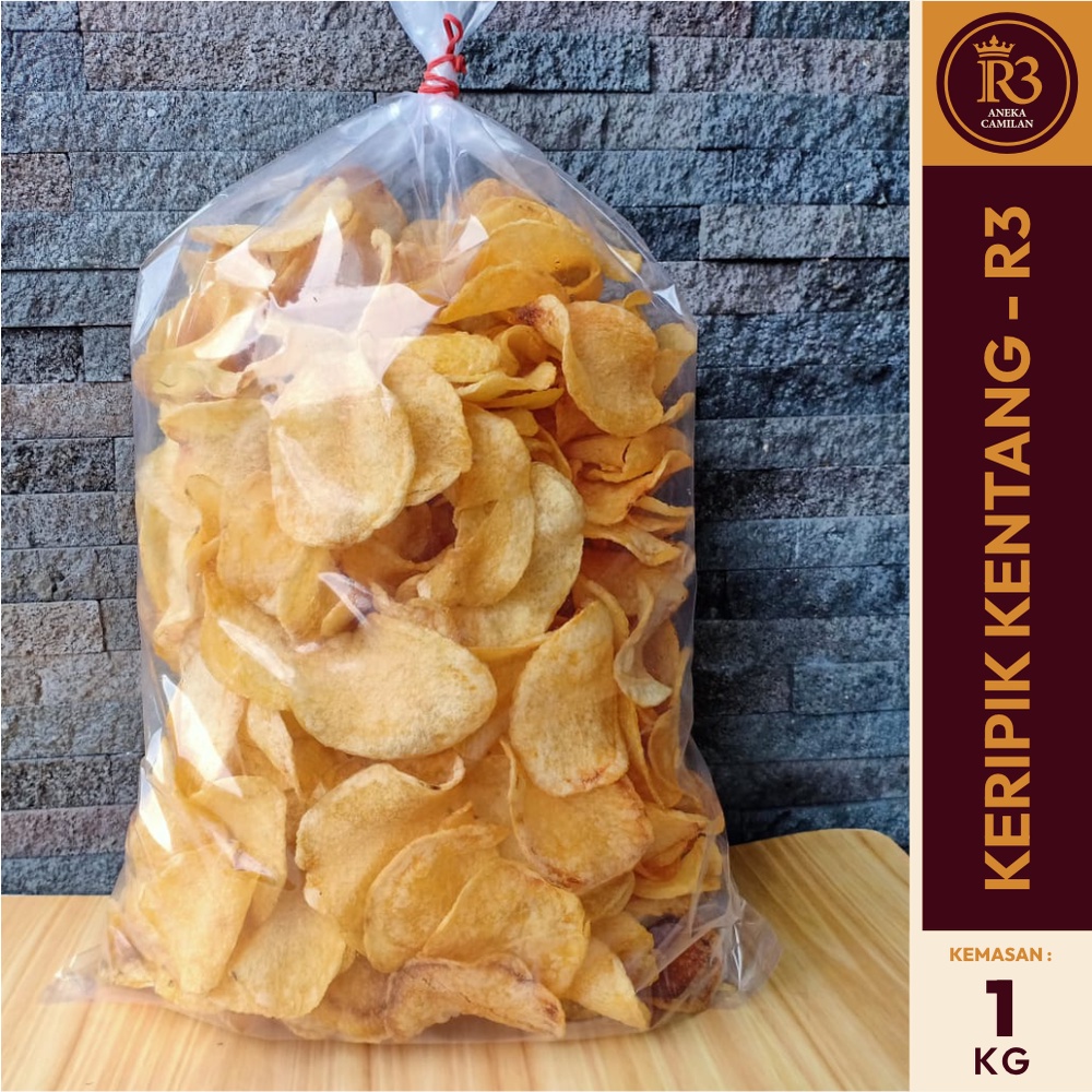 Jual Keripik Kentang R3 - Kemasan 1 kg / 1000 gr - Snack Kentang Kiloan ...
