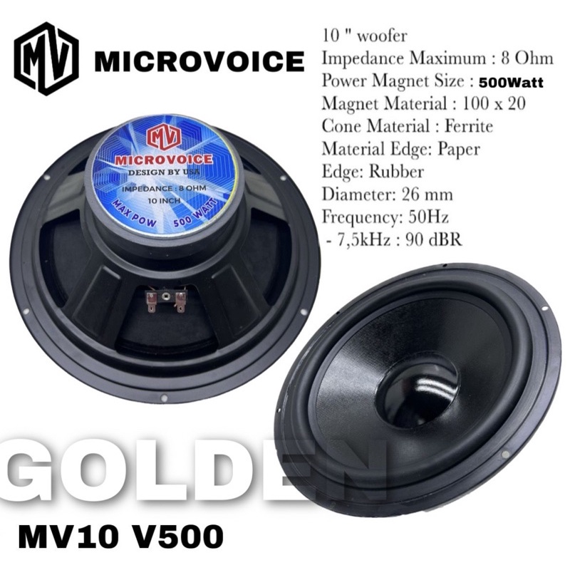 Jual Speaker Component MicroVoice MV10 V500 Komponent 10 inch | Shopee ...