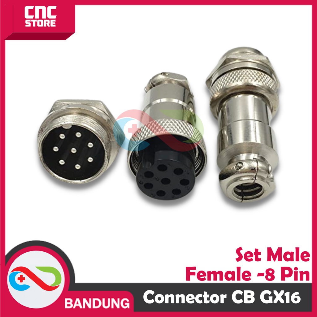 Jual AVIATION PLUG CONNECTOR CB GX16 16MM SET MALE FEMALE - 8 PIN ...
