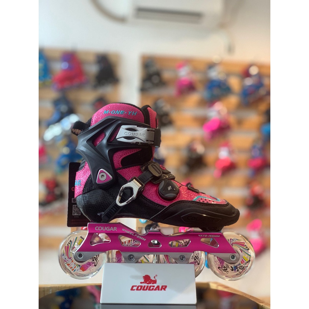 Jual Sepatu Roda Inline Skates Cougar M-One YH Silver Pink Black ...