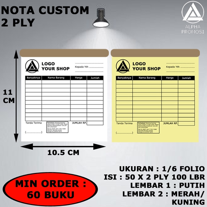 Jual Nota Custom 1/6 Folio 2 PLY Bahan NCR Murah Nota Olshop Dagang ...