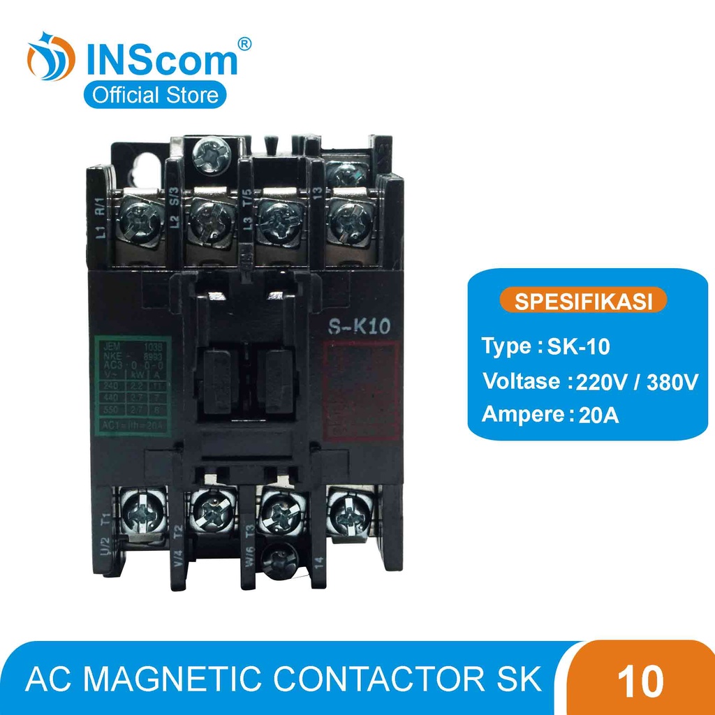 Jual MAGNETIC CONTACTOR SK-10 220V 380V INSCOM / AC KONTAKTOR SK 10 ...