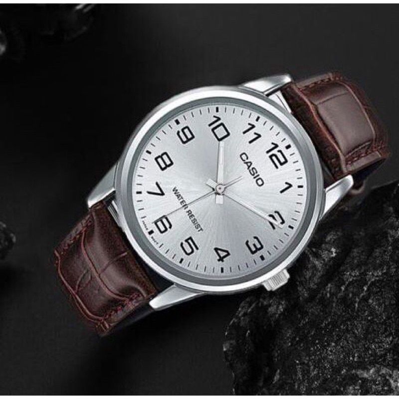 Jual JAM TANGAN CASIO ANGKA JARUM STRAP KULIT MTP-V005L | Shopee Indonesia