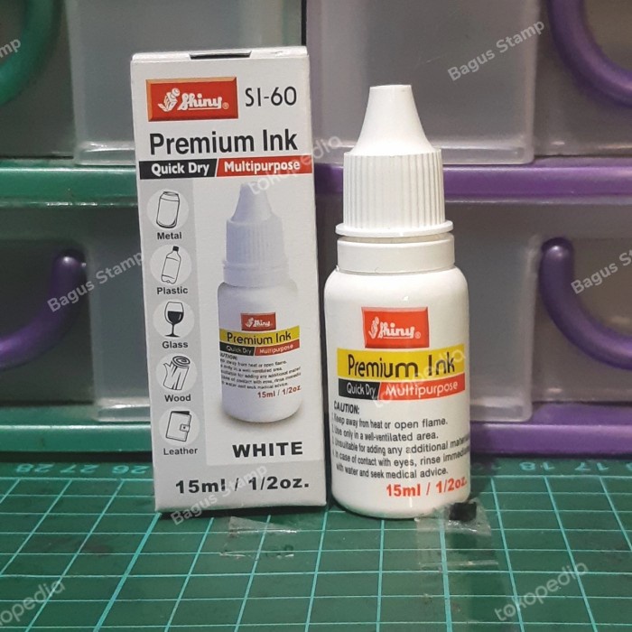Jual Tinta Stempel Permanent Putih / Premium / Tahan Air Shiny Putih ...