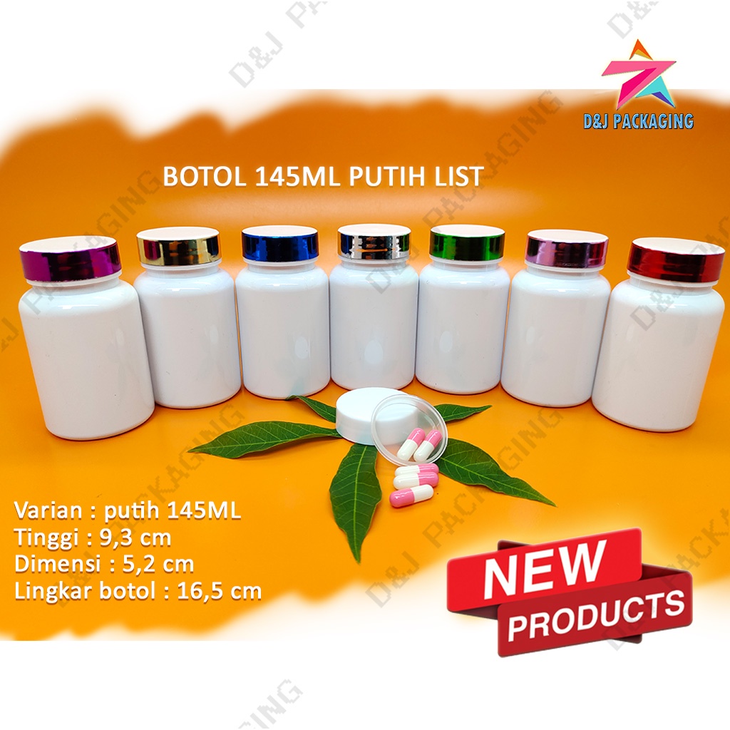 Jual Botol Kapsul 100 ukuran 145 ml Putih + Plug Inner | Shopee Indonesia