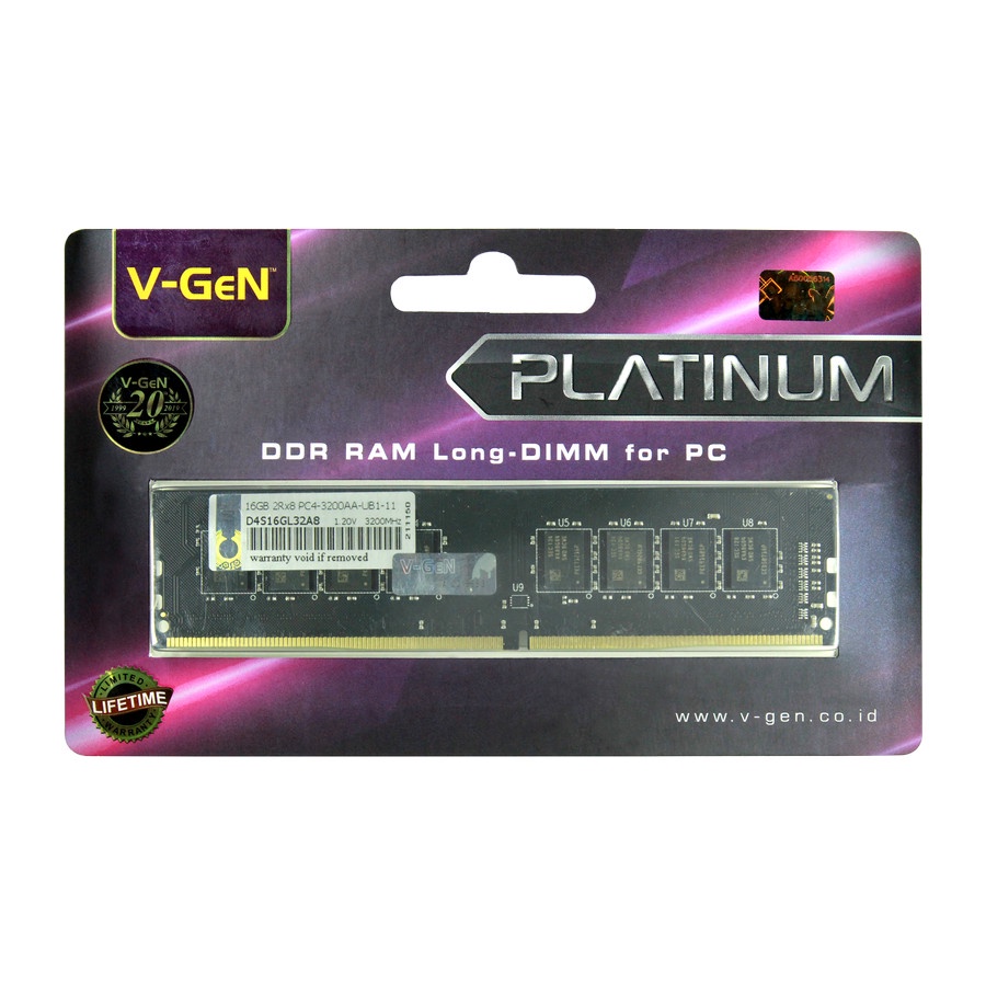 Jual RAM DDR4 V-GeN Platinum 16GB PC25600/ 3200 Mhz LongDimm (Memory PC ...